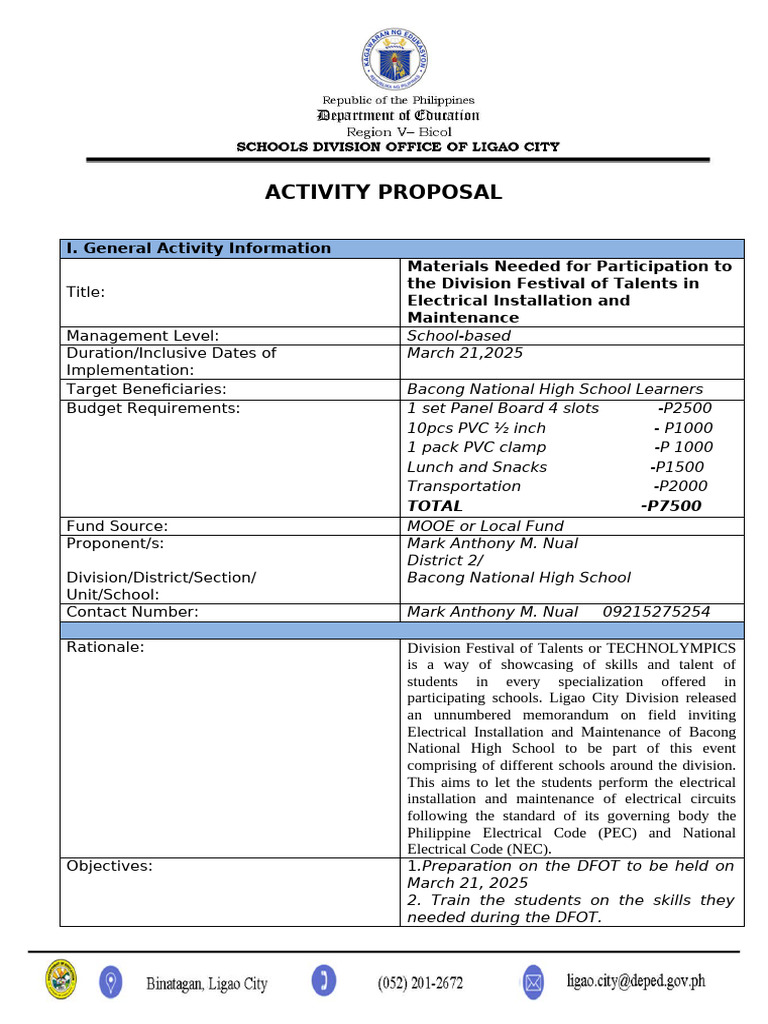 Activity Proposal DFOT | PDF