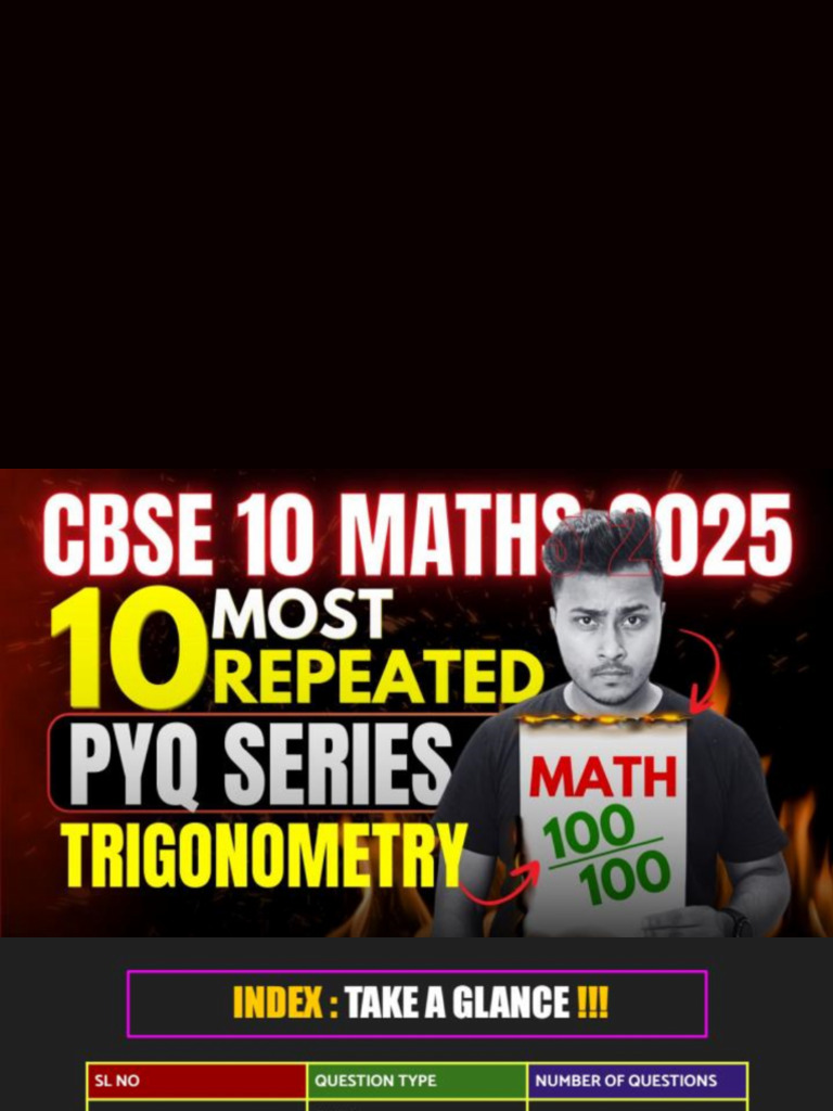 Top 10 Most Repeated PYQs CBSE CLASS 10 Maths 2025 Trigonometry | PDF