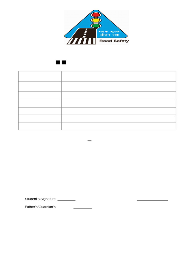 Road Safety Pledge Form for Students | PDF
