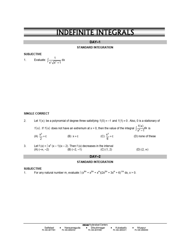 Indefinite Integrals Advanced | PDF | Trigonometric Functions ...
