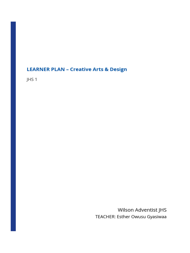 Creative Arts Design ClassJHS JHS 1 WeekWeek 3 2Term LessonNote ...