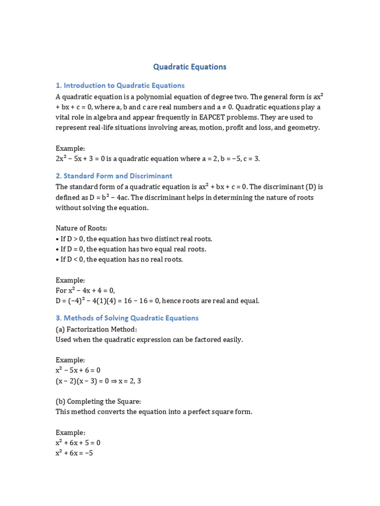 Quadratic Equations | PDF | Equations | Quadratic Equation