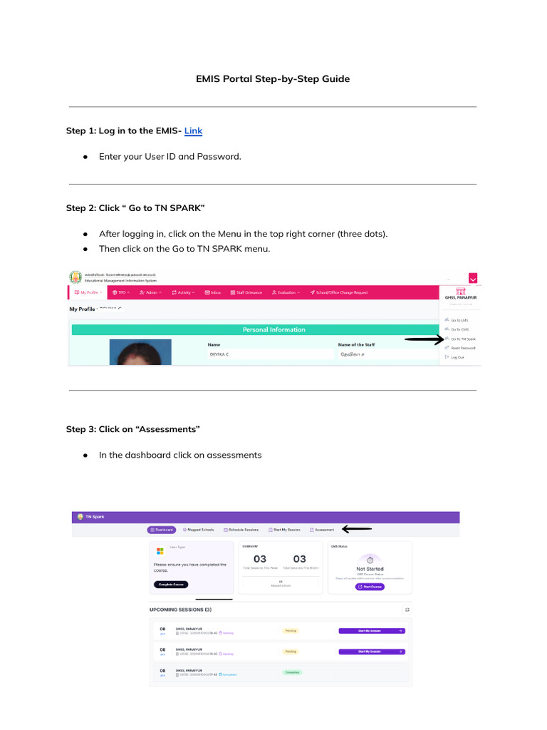 TNSPARK Assessment Guide | PDF