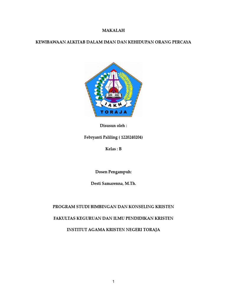 Kewibawaan Alkitab dalam Kehidupan Kristen | PDF