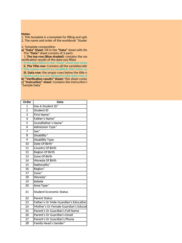 Student Basic Data Template | PDF