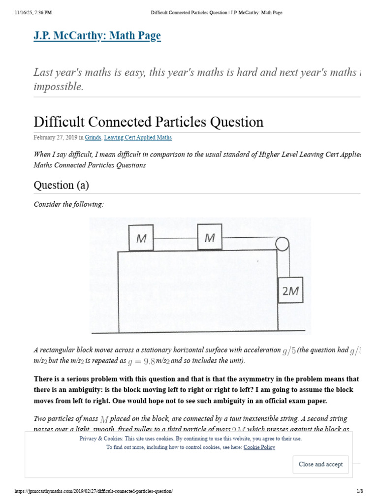 Difficult Connected Particles Question - J.P. McCarthy - Math Page ...