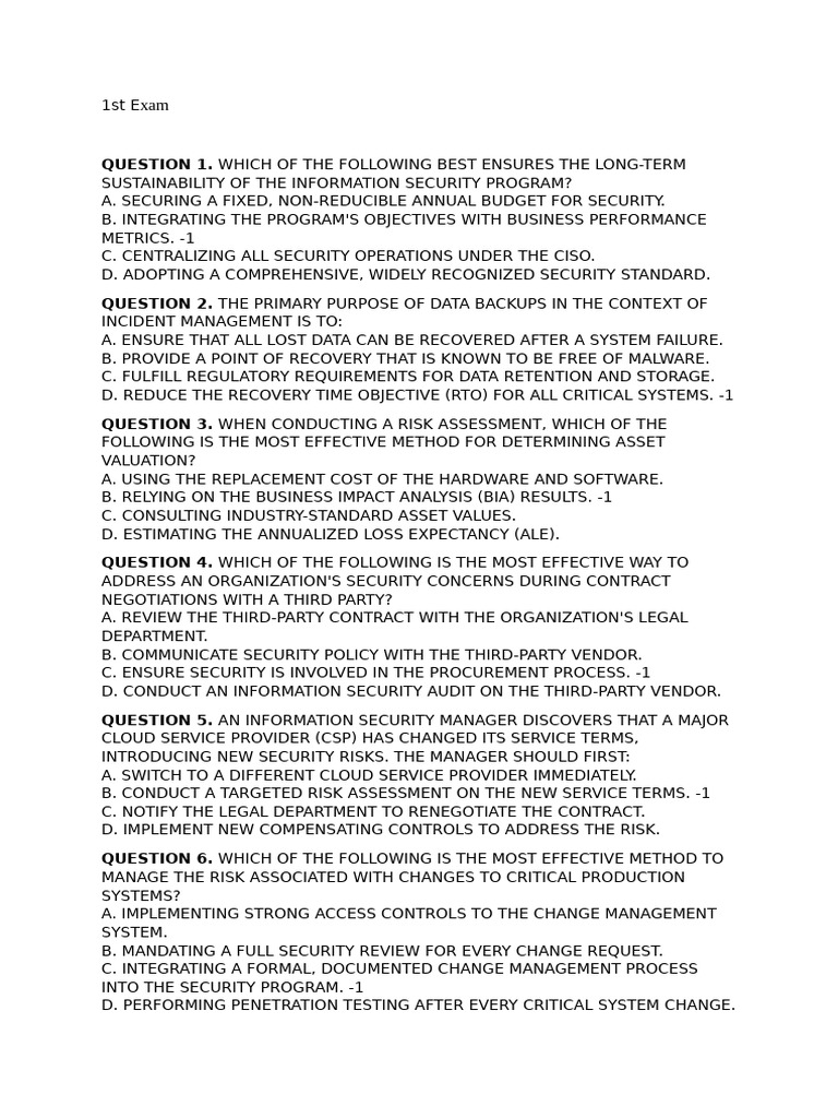 1st Exam | PDF | Computer Security | Security