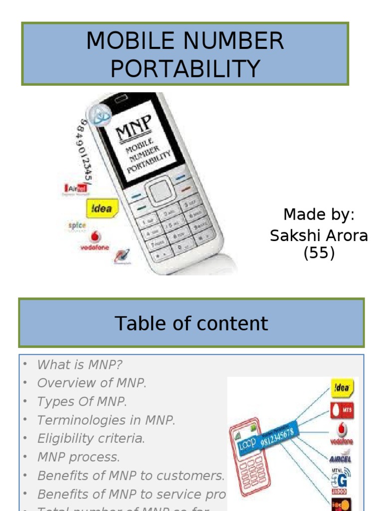 Mobile Number Portability: Made By: Sakshi Arora | PDF | Mobile ...