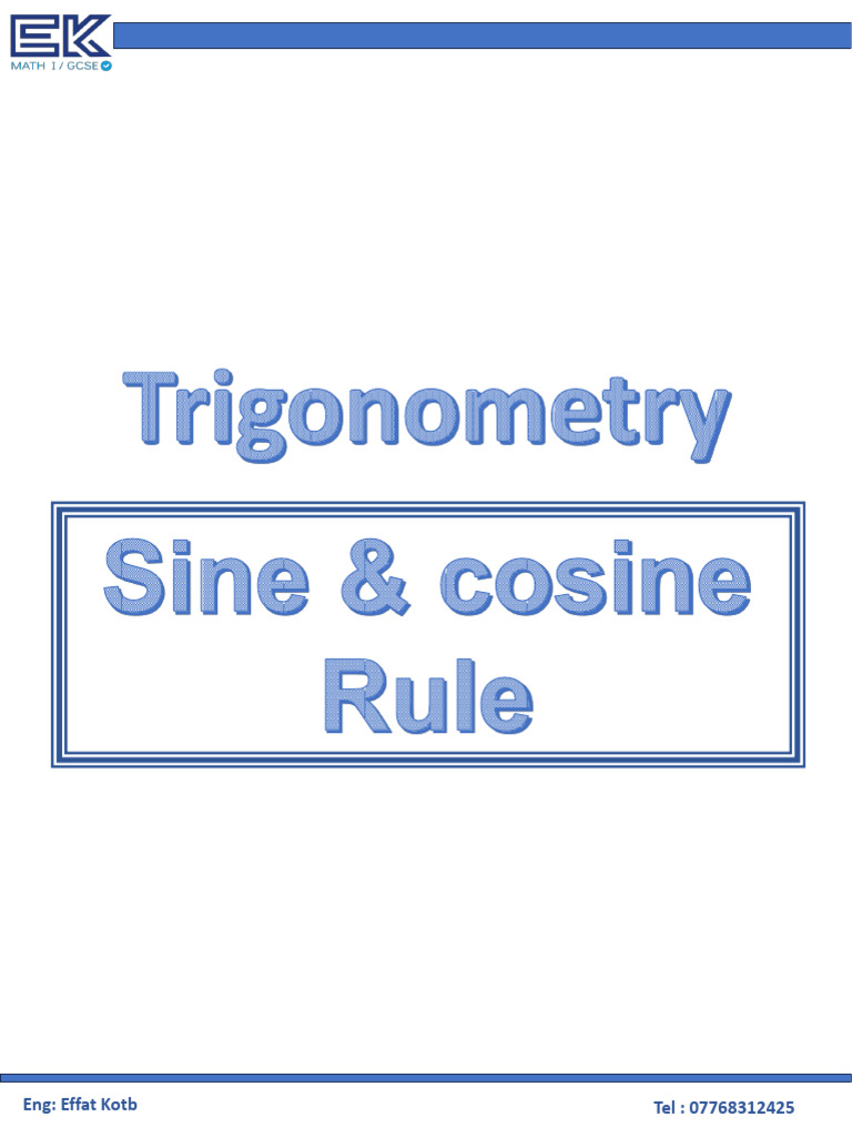 sine & cosine Rule HW1 | PDF