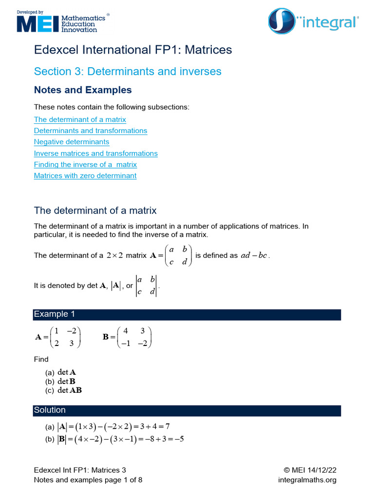 10. Determinants and Inverses | PDF | Determinant | Matrix (Mathematics)