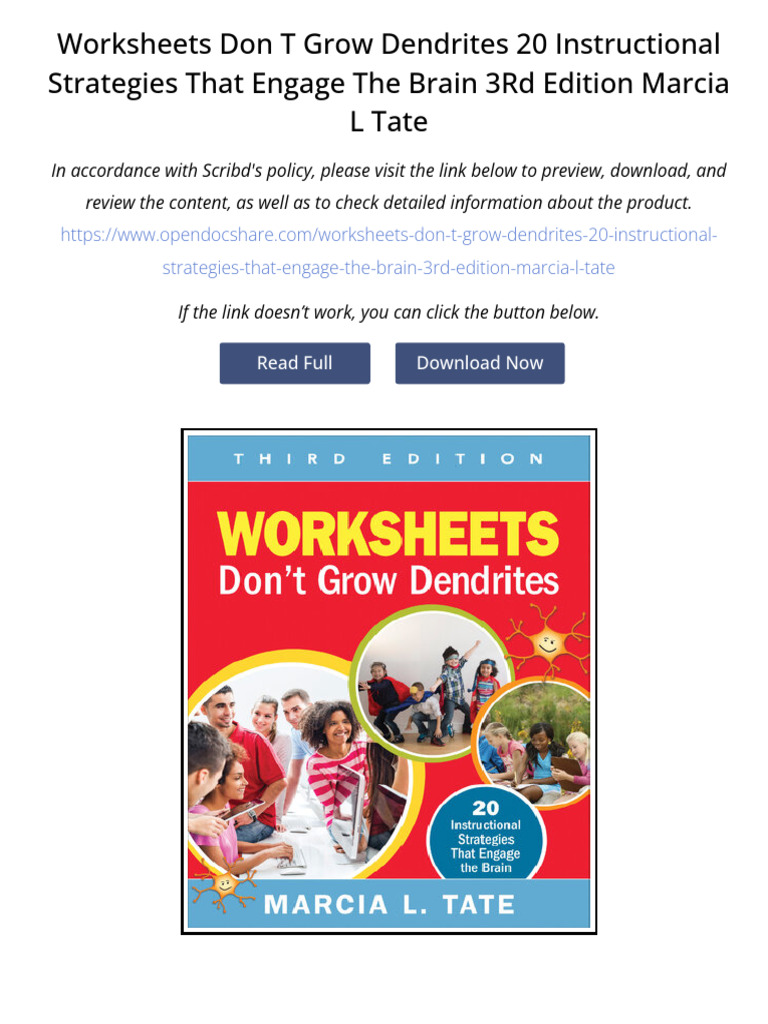 Worksheets Don t Grow Dendrites 20 Instructional Strategies That Engage ...