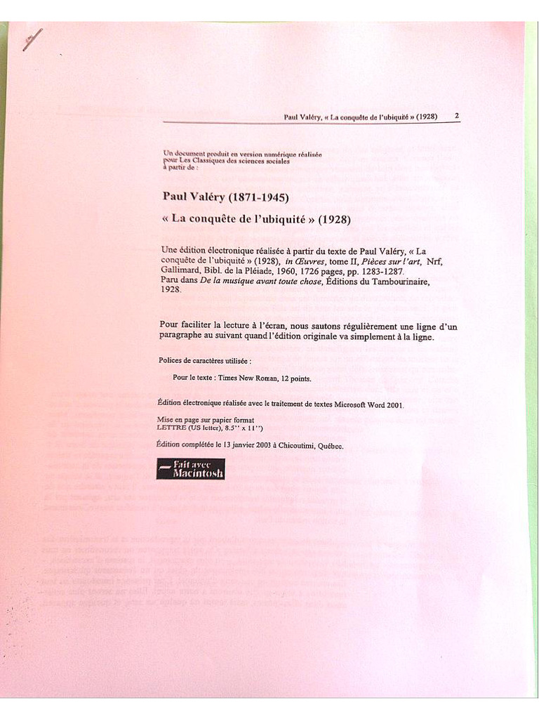 La Conquête de l'Iniquité Paul Valéry | PDF
