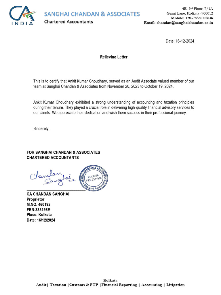 Relieving Letter | PDF