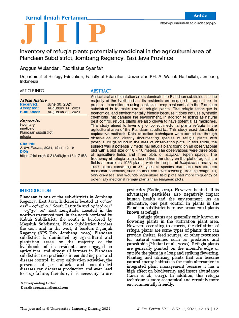 Inventory of Refugia Plants Potentially | PDF | Cough | Urinary Tract ...