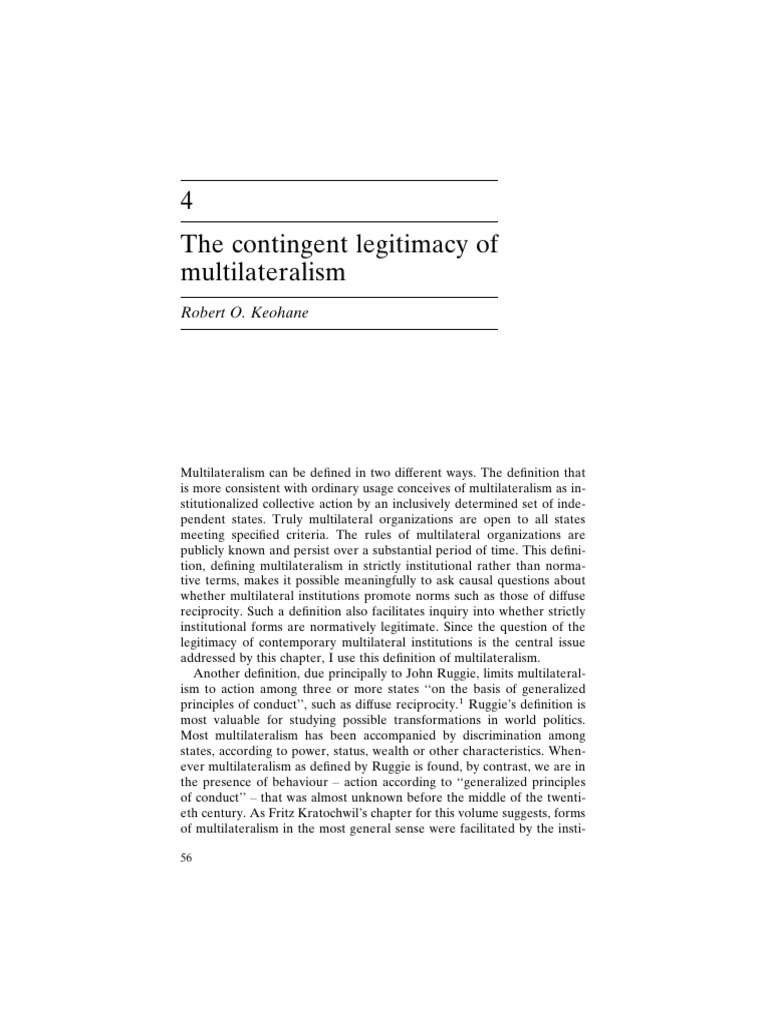 Contingent Legitimacy in Multilateralism | PDF | United Nations ...