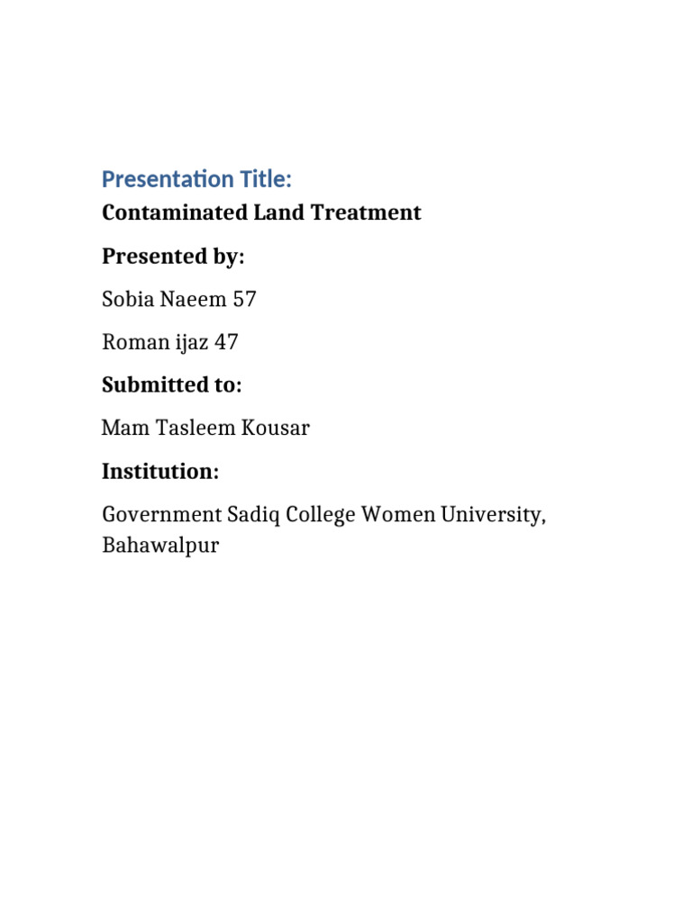 Contaminated Land Treatment | PDF | Environmental Remediation | Soil