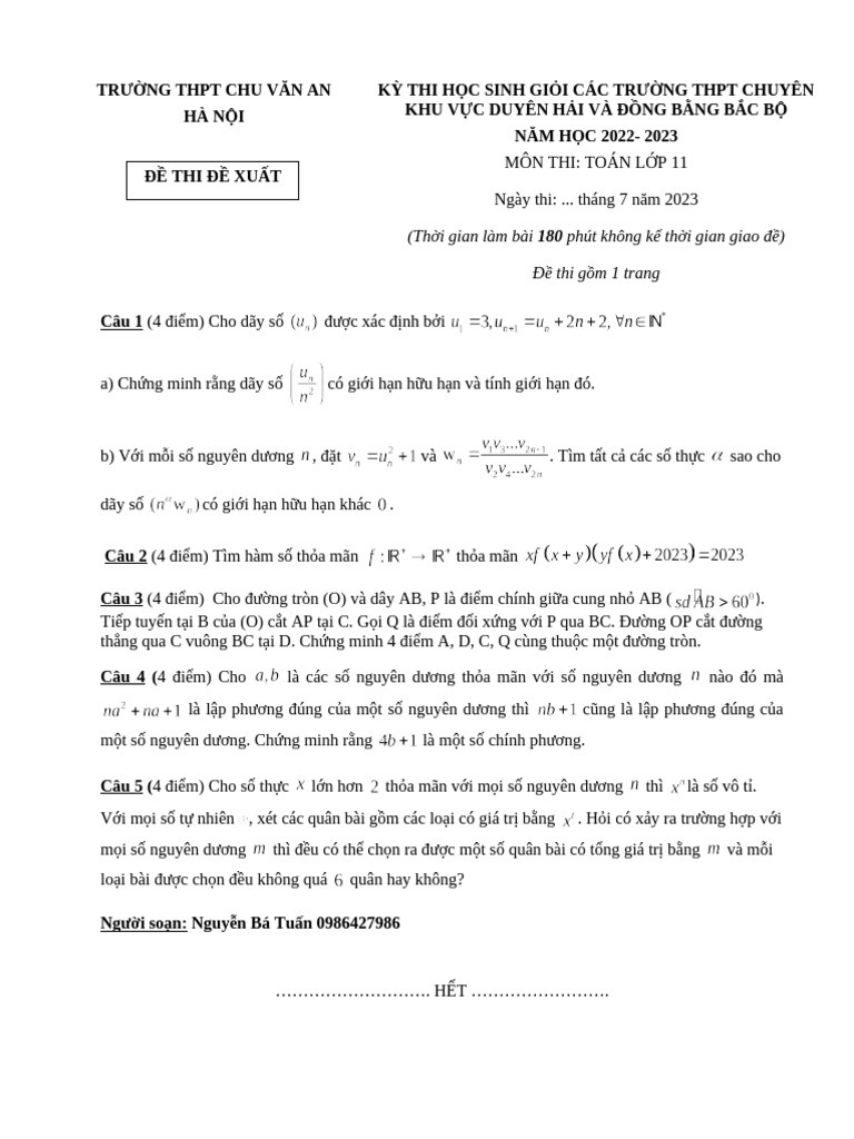 Đáp Án_đề Đề Nghị Dh 2023 Cva-hn Toán 11 | PDF