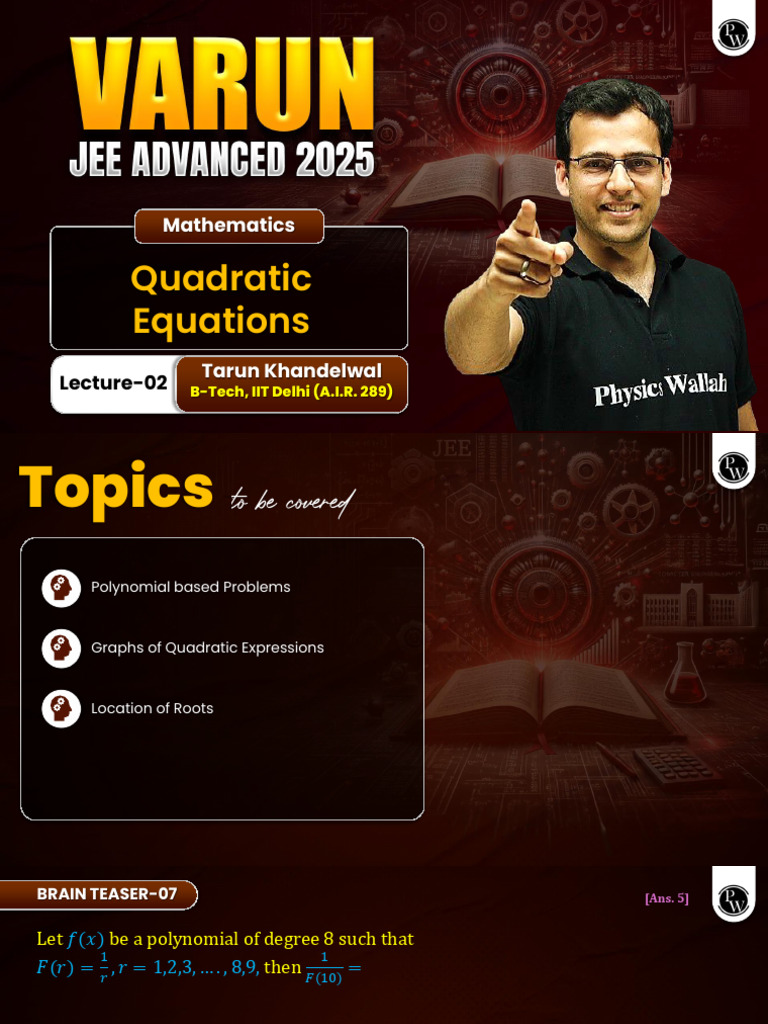 Quadratic Equations 02 Unsolved Notes Only PDF | PDF | Polynomial ...