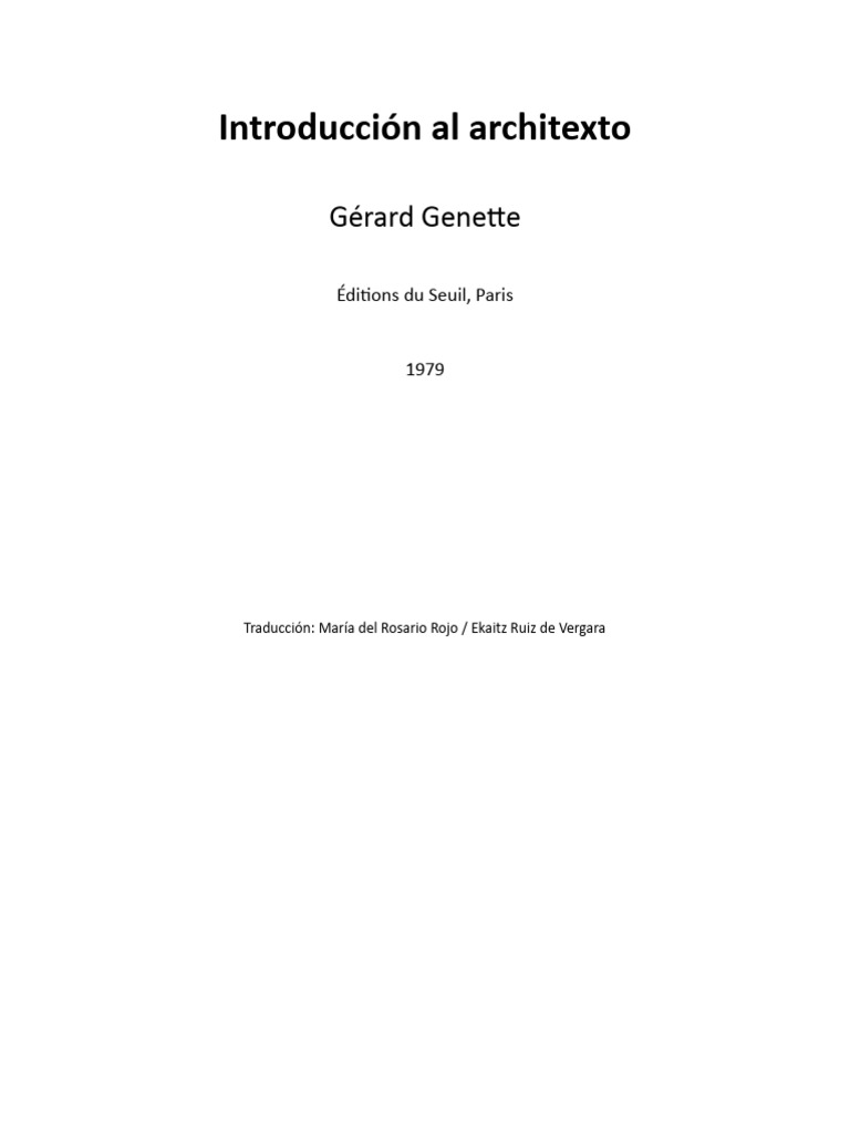 386366171 Introduccion Al Architexto Copia | PDF | Poesía | Poesía lírica