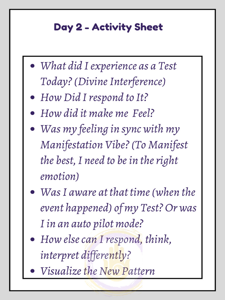 Day 2 Test Reflection Activity Sheet | PDF
