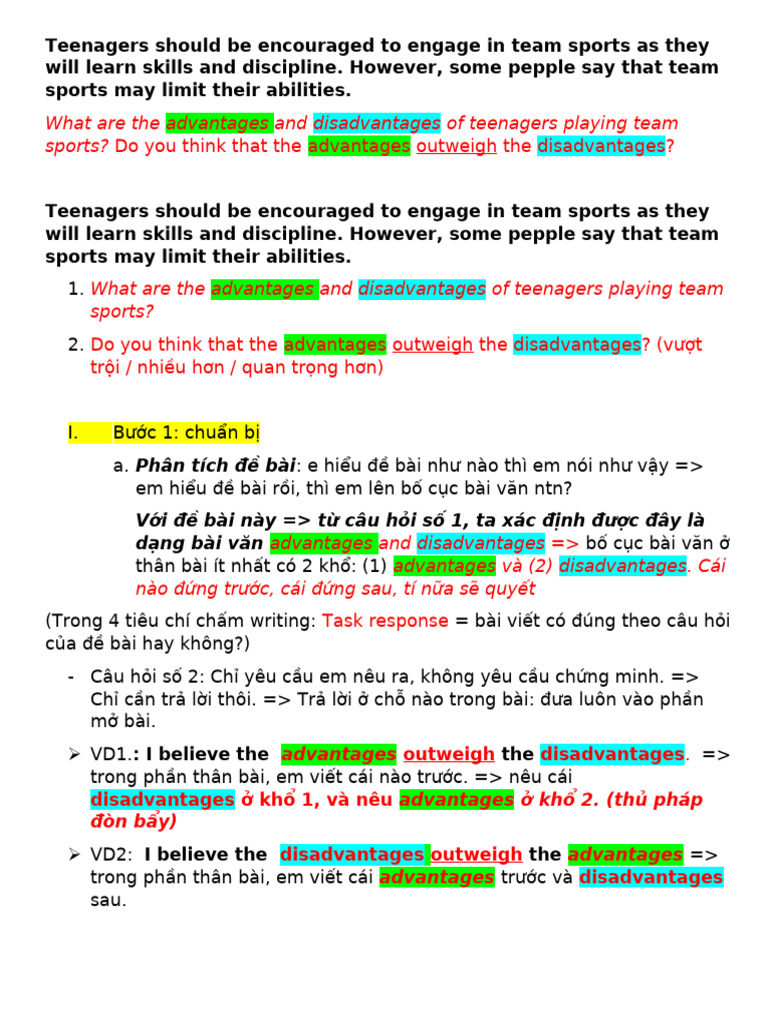 Đề 1A Teenagers Should Be Encouraged to Engage in Team Sports as They Will Learn Skills and ...
