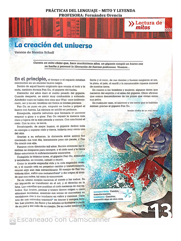 Prácticas Del Lenguaje – El Mito | PDF