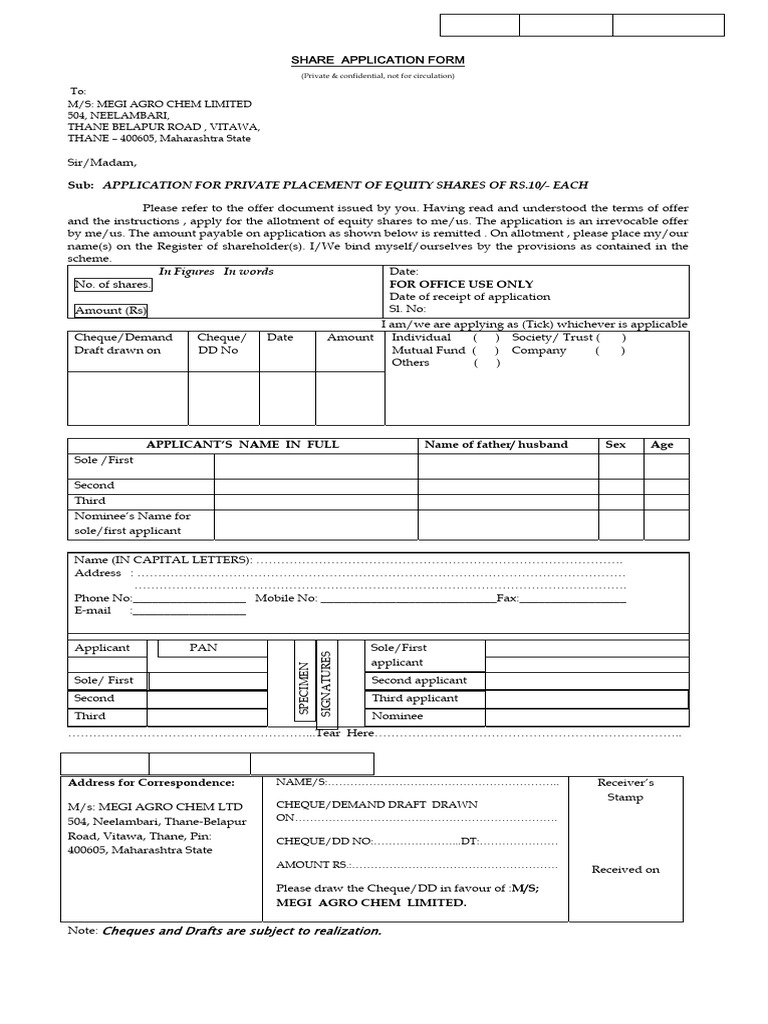 Share Application Doc MEGI AGRO | PDF