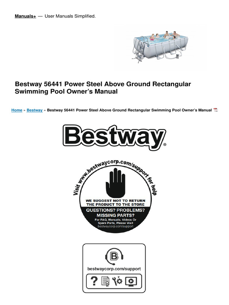 Bestway 56441 Pool Owner’s Manual | PDF | Water | Cardiopulmonary ...