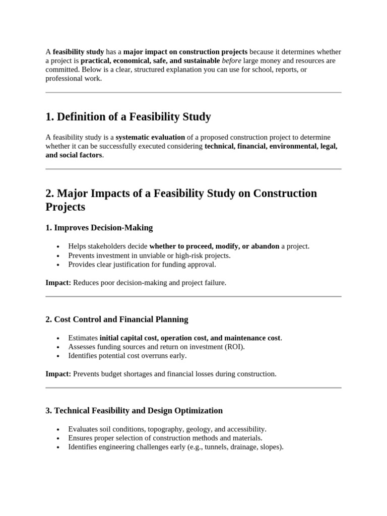 Importance of Feasibility Studies in Construction | PDF | Risk ...