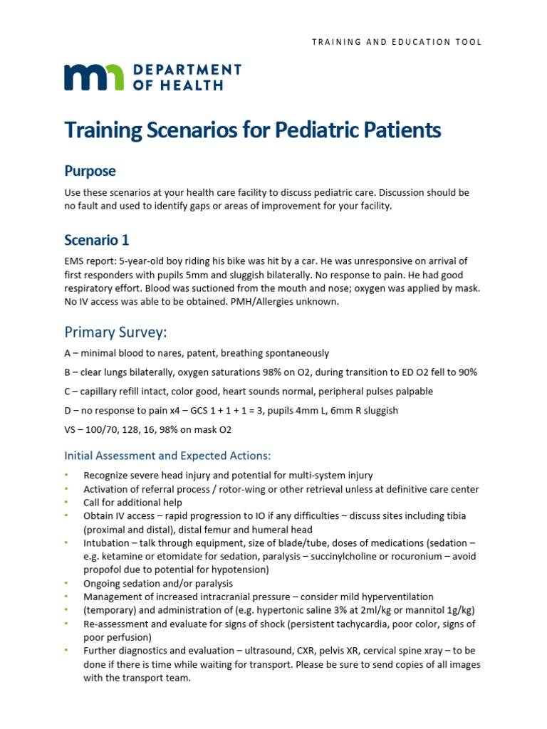 Scenarios | PDF | Clinical Medicine | Medical Specialties