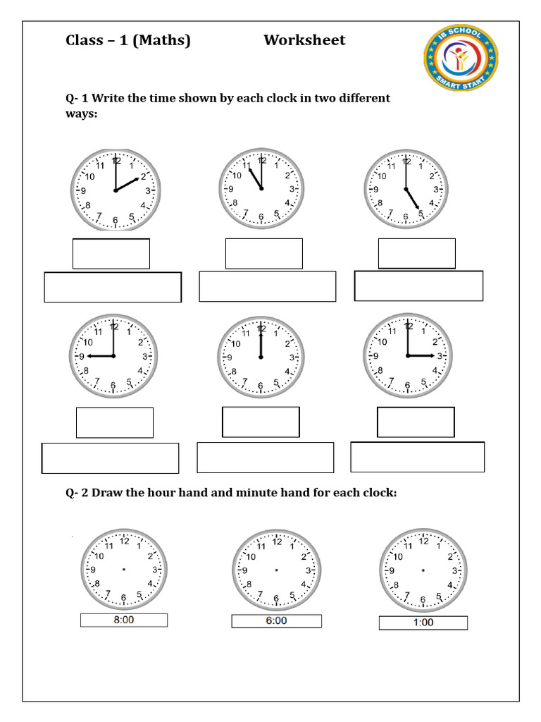 Worksheet Maths Class - 1 | PDF