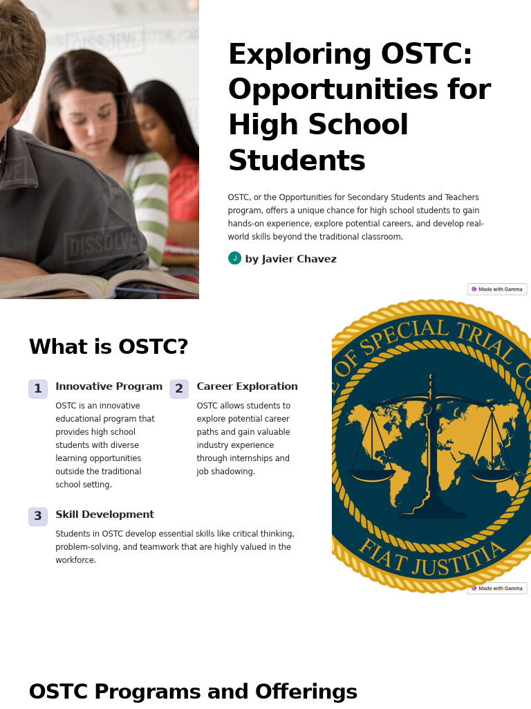 Exploring OSTC Opportunities for High School Students 2 | PDF ...