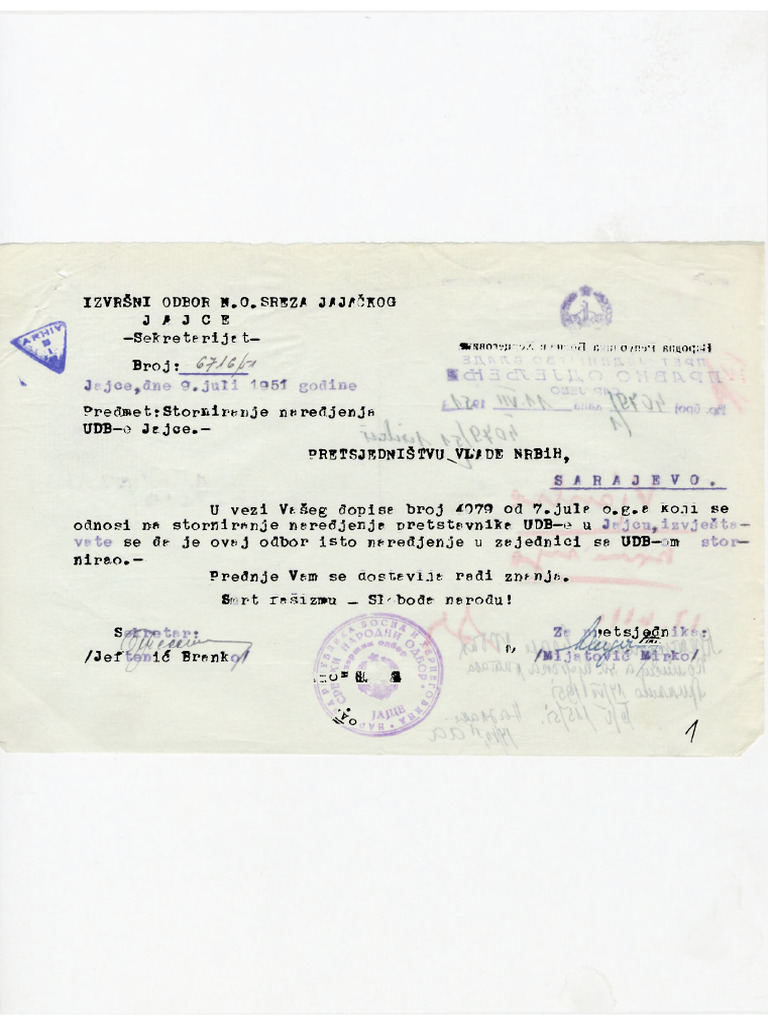 115_2 SPC Jajce, Storniranje Naređenja UDBe | PDF