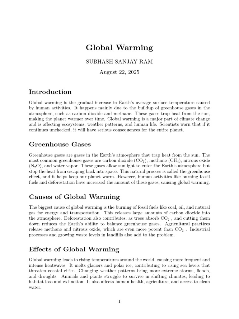 Understanding Global Warming Causes & Effects | PDF | Climate Change ...