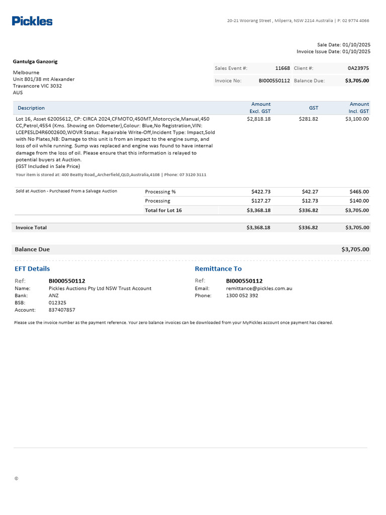 Bi 000550112 | PDF | Auction | Invoice