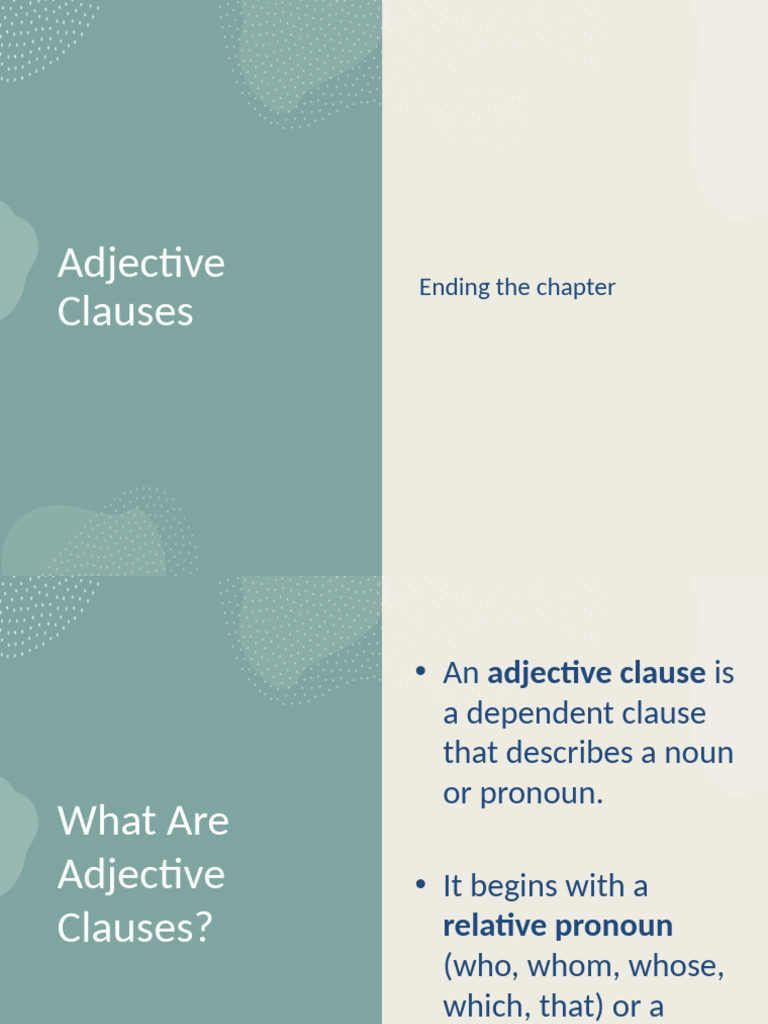 Understanding Adjective Clauses | PDF | Adjective | Semantic Units