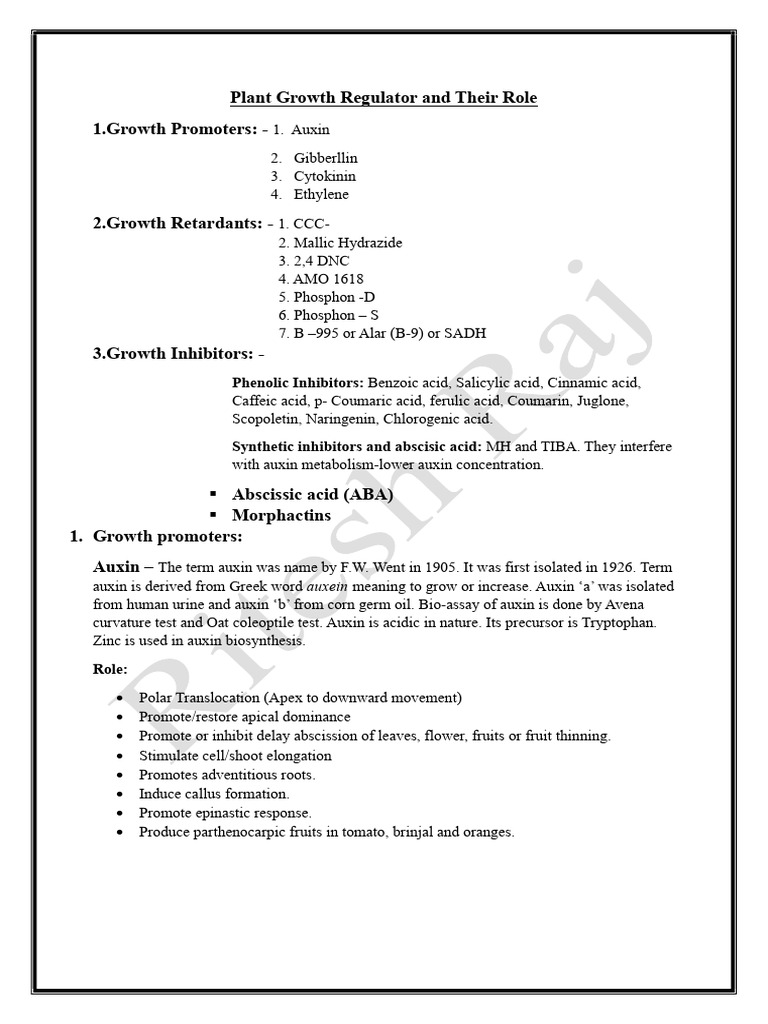 Plant Growth Regulators Explained | PDF | Plant Hormone | Auxin