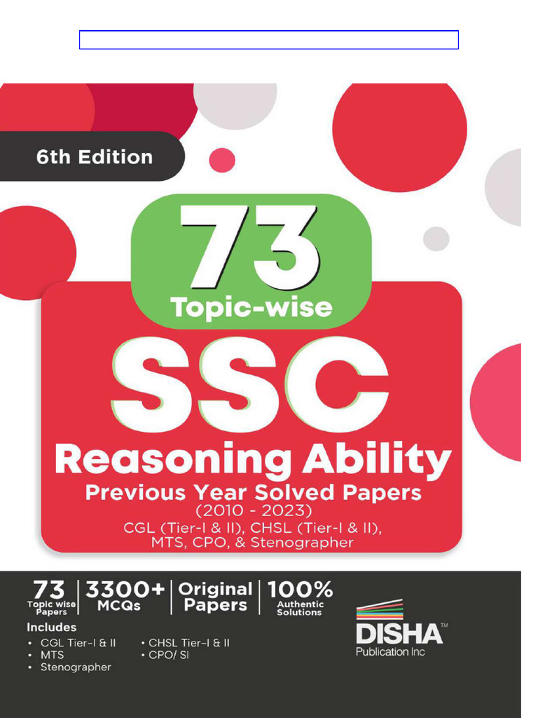 Demo 30 73 Topicwise SSC Reasoning Ability Solved Papers 2010 2023 | PDF