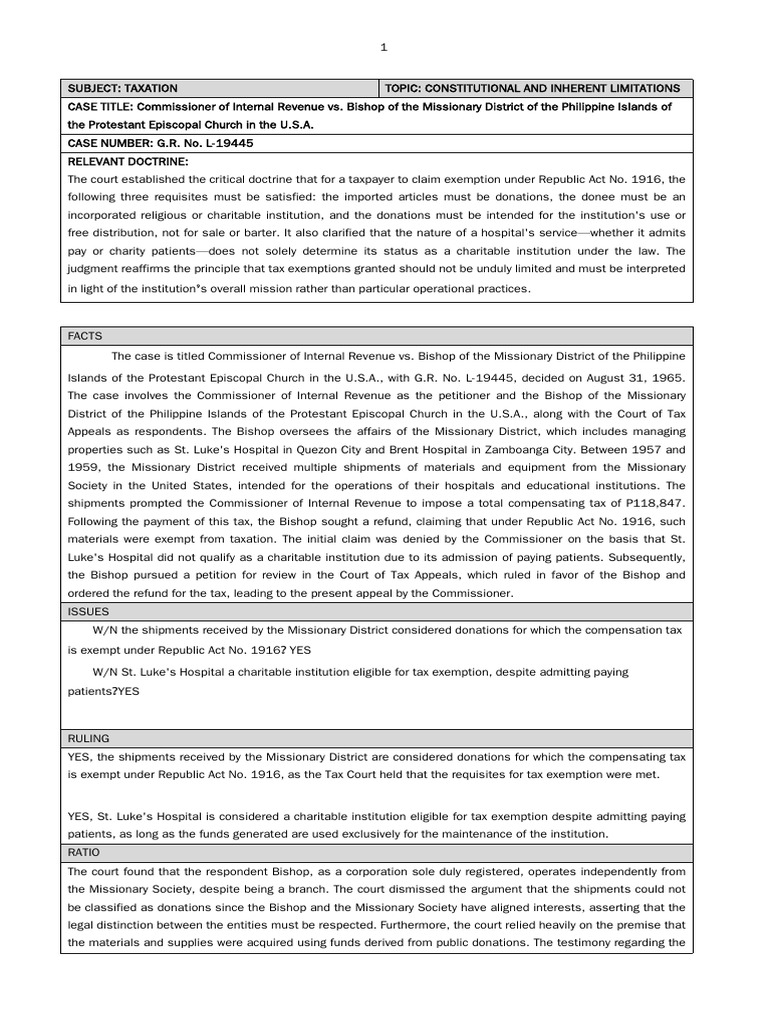 Tax Exemption for Charitable Institutions | PDF | Taxes | Charitable ...