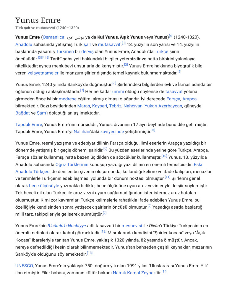 Yunus Emre - Vikipedi | PDF