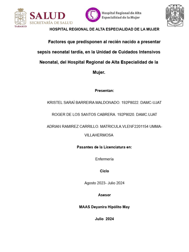 Copia de PROTOCOLO SEPSIS TARDÍA 24-06-24 | PDF | Septicemia | Infantes