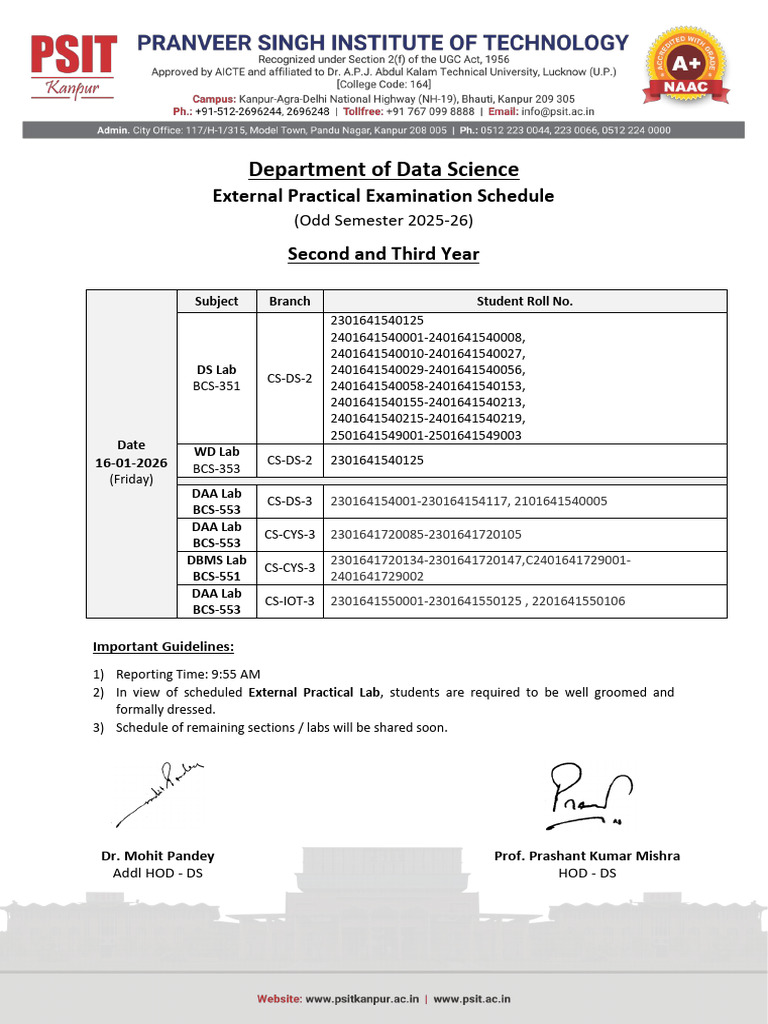 Practical Notice DS Department 16 Jan | PDF