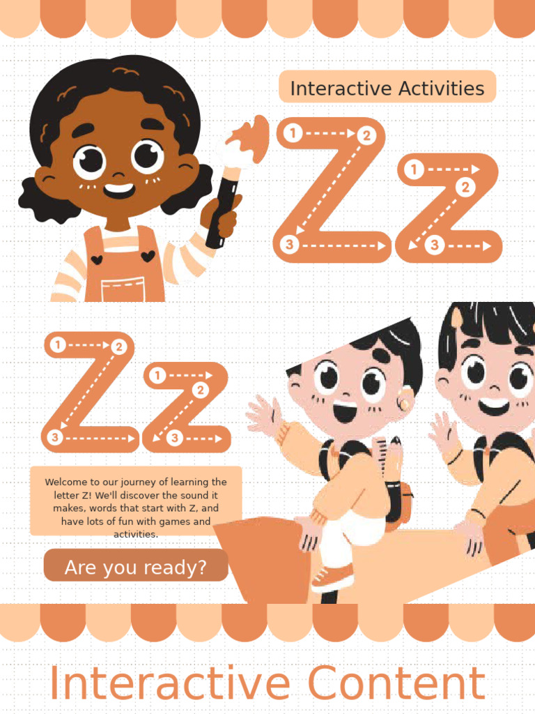 Learning Letter Zz ELA Interactive Presentation in Peach and White Fun ...