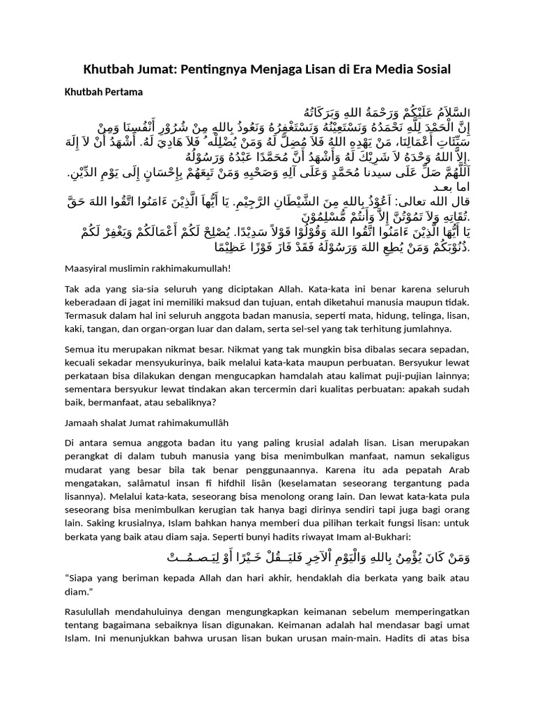 Menjaga Lisan di Era Media Sosial | PDF