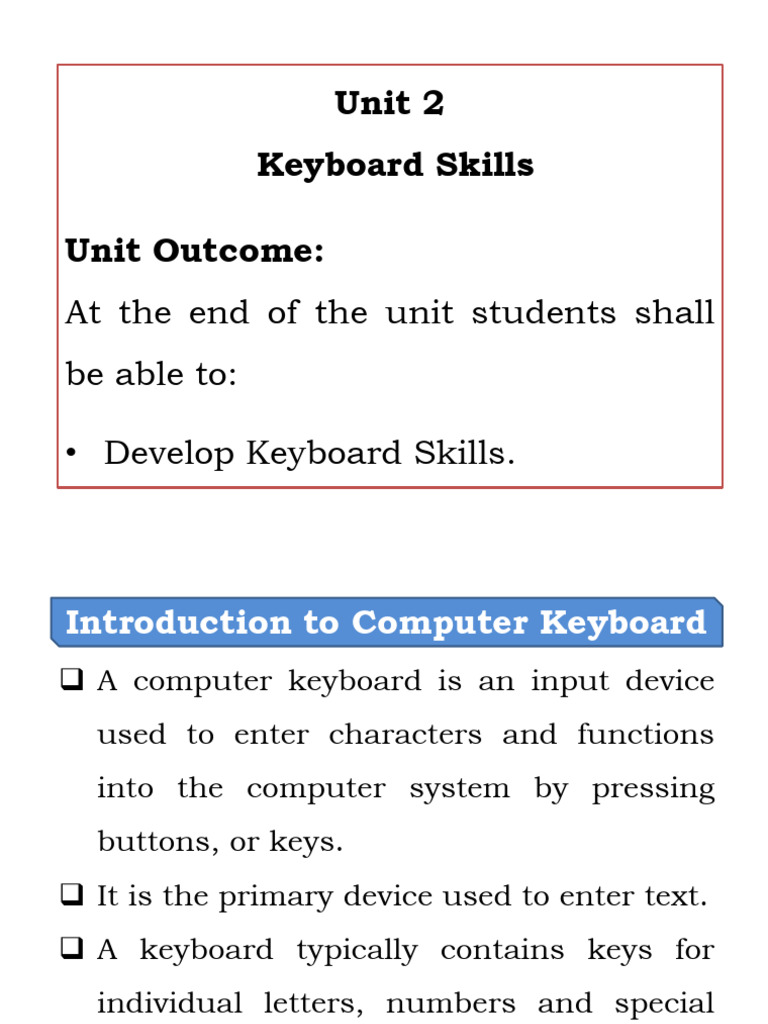 Module II - Unit 2 - Keyboard Skills | PDF | Computer Keyboard ...