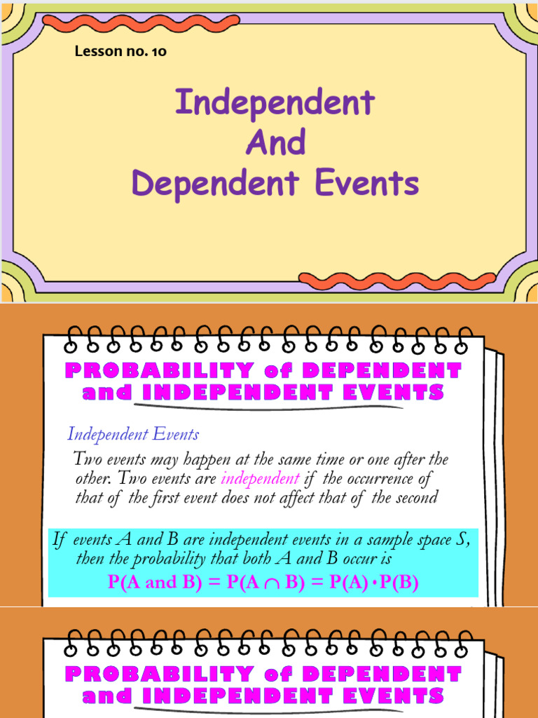 Lesson No 13 Dependent and Independent Events | PDF | Probability ...