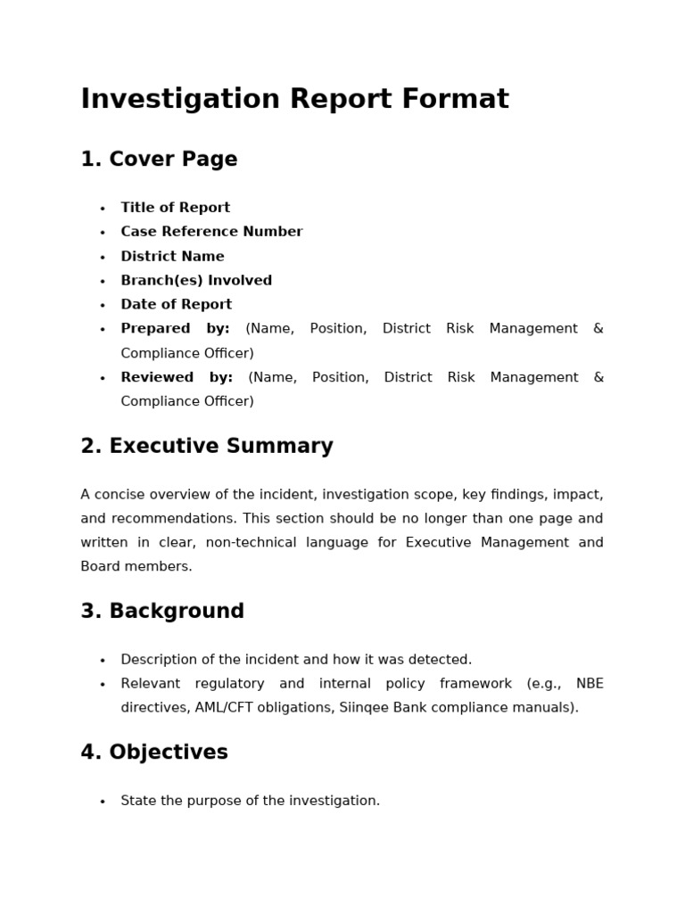 Investigation Report Template Guide | PDF