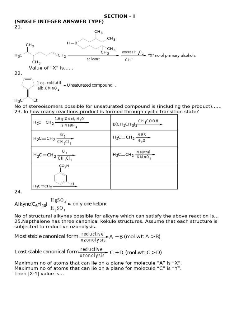 Organic Chemistry Reaction Questions and Answers | PDF | Alkene ...