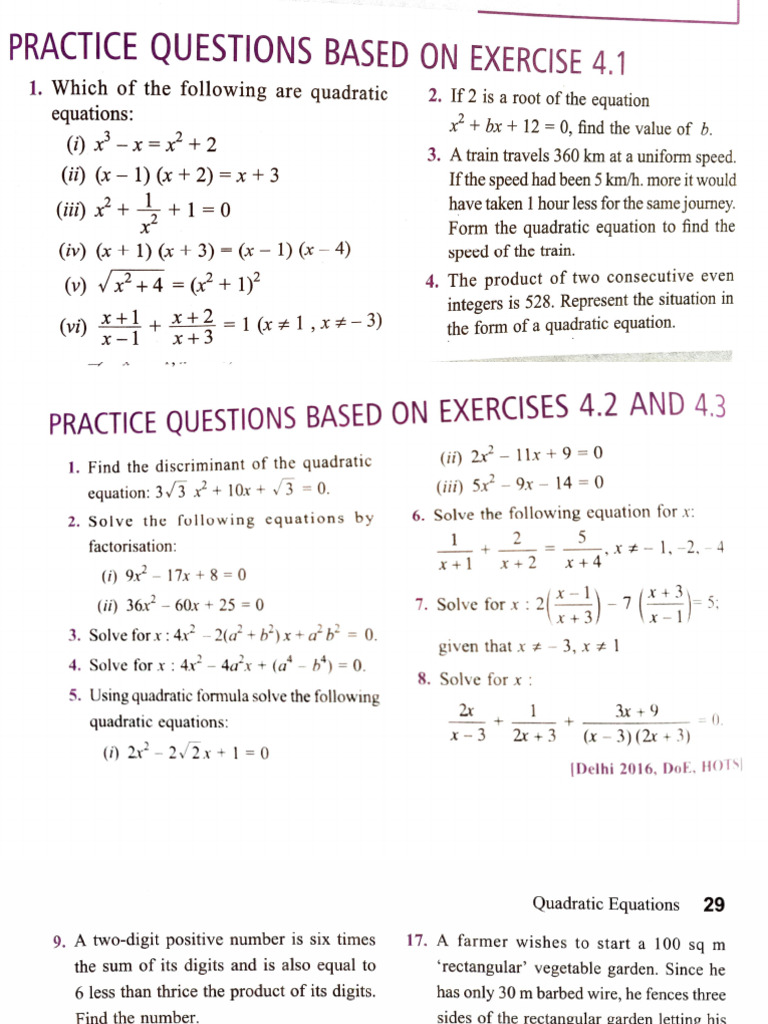 Quadratic Equations Revision Problems | PDF | Equations | Quadratic ...