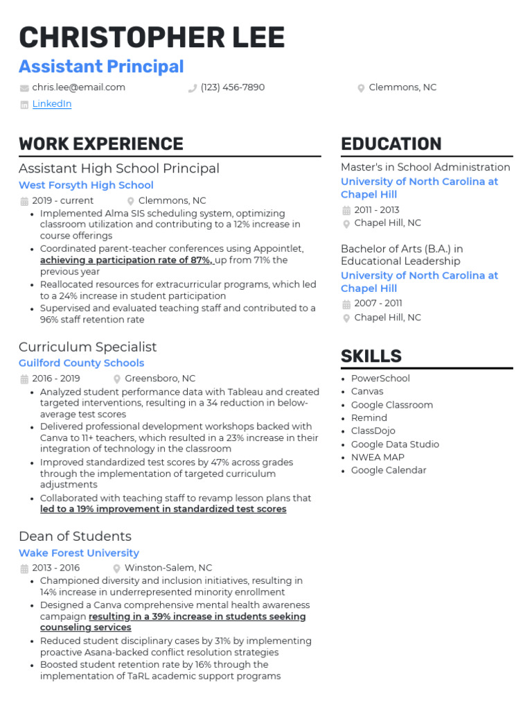 Assistant Principal Christopher Lee's Profile | PDF | Learning